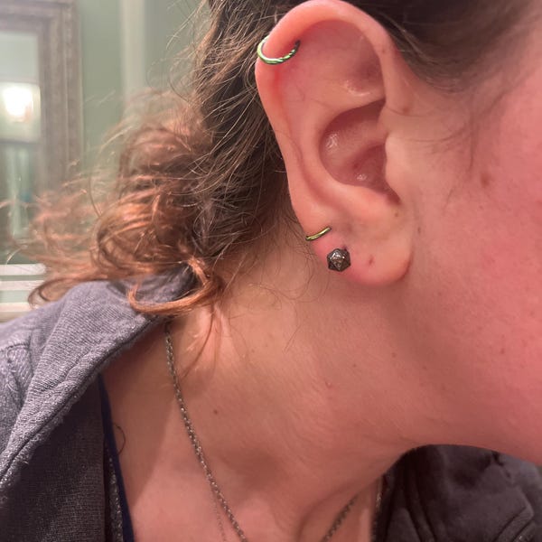 16G Double Chain Drape/dangle CZ Hidden Helix Piercing/rook Earring ...