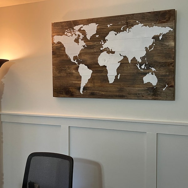 Industrial 1.0 Rustic Wood Map | World Map on Wood | Wood Map | Travel ...