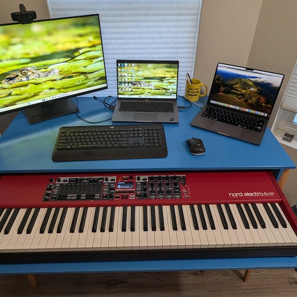 Music STUDIO DESK, Custom Sound Recording Table, Wood Furniture, Oak ...