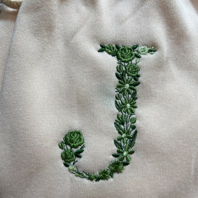 Machine Embroidery LETTER J Uppercase 97mm / 3.85 Tall Dainty Floral ...
