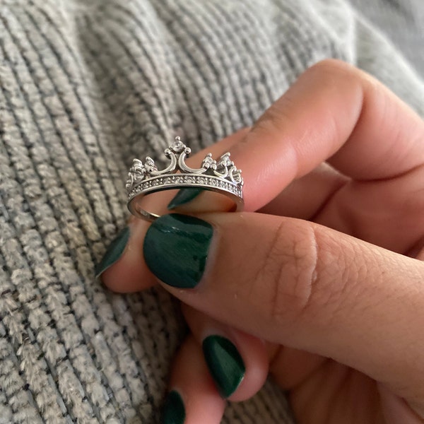 The Quinn. Sterling Silver 925 Queen Crown Ring - Etsy