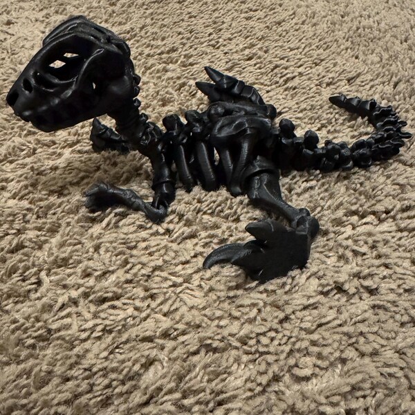 3D Printed Flexi Raptor Dinosaur: Articulated Skeleton Fidget Toy - Etsy