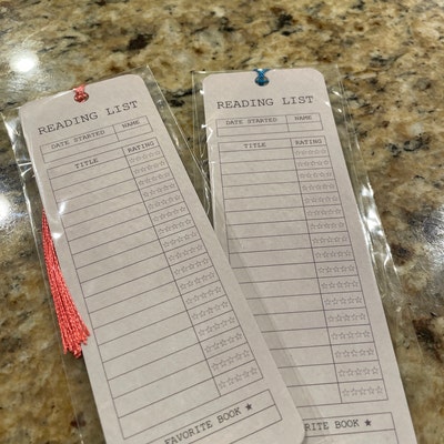 Personalized Reading List Bookmark Library Card, Double-sided Tracker ...