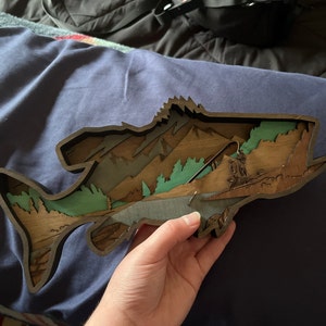 Fish Layered 3D Art Decor, Fathers Day Gift, Man Cave Decor, Fishing ...