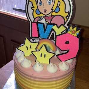 Princess Peach Cake Topper Personalised Birthday Custom - Etsy UK