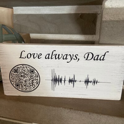 Personal Voicemail Message QR Code With Heartbeat Soundwave. Wood Sign ...