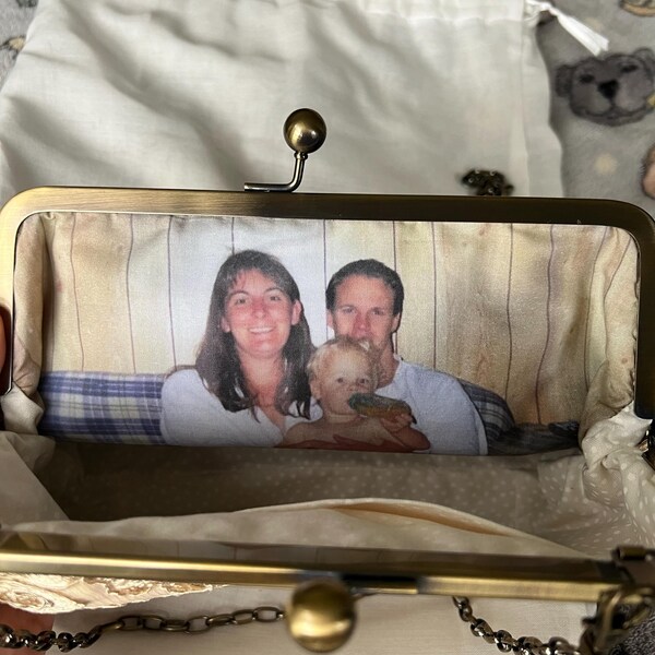 20cm TIMBER Wood Frame / Square Clutch Purse With Wood Bead Feature ...