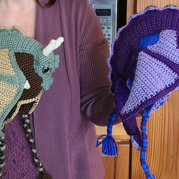 Crochet Dragon Hat Pattern. Easy Instructions for Cool Earflap Beanie ...