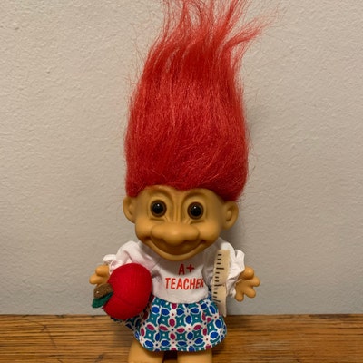 Vintage Ace Novelty Treasure Troll Doll Red Hair Red Heart - Etsy