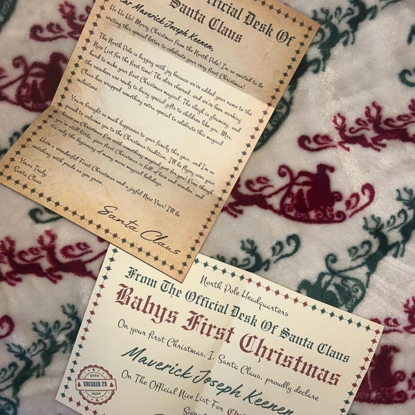 Custom Baby's First Christmas Letter - Personalised Nice List ...