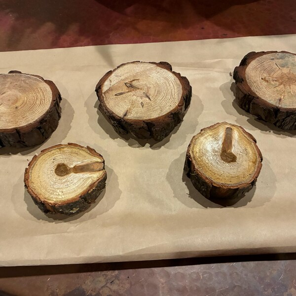 Rustic Wood Log Stumps: Set of 7, Natural Bark Decor - Etsy