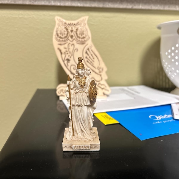 Vintage Athena Mini Statue - Small Hand-painted Ancient Greek Goddess ...