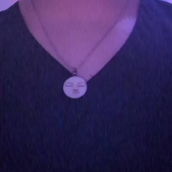 Moon With Face Necklace / Whimsigoth Jewelry / Celestial Pendant / Man ...