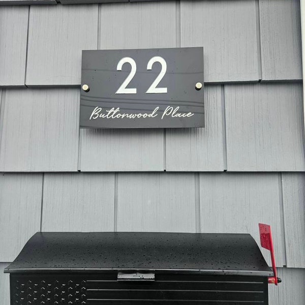 Large House Number Sign, Square Edge Personalised Standoff Plaque ...