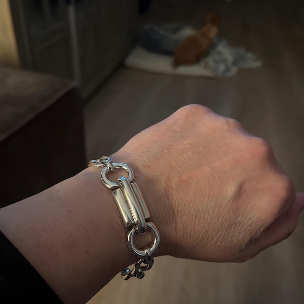 Silver Necklace, Chunky Rolo Chain Necklace, Silver Boho Necklace ...