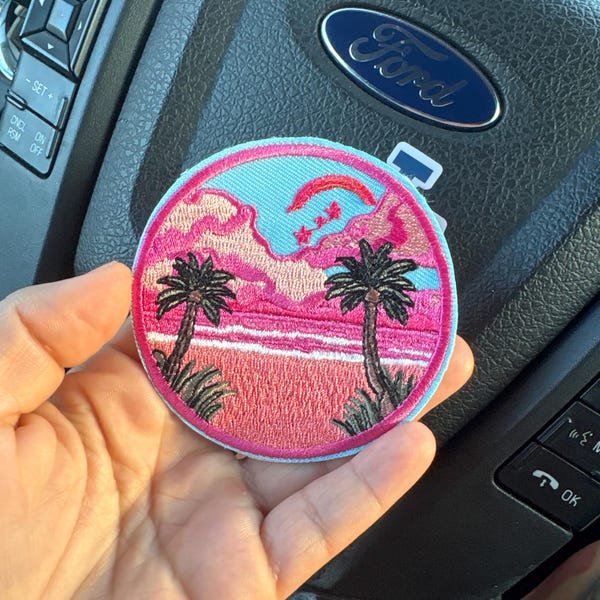 Gorgeous Pink Cherry Blossom Patch, Flower, Iron on Patch, Embroidered Patch, Applique, Iron on ...