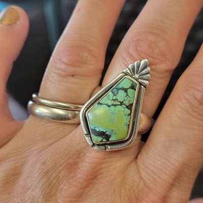 WANDER RING Sterling Silver and Turquoise Ring Southwest Boho Ring Cowgirl Ring Size 8 - Etsy