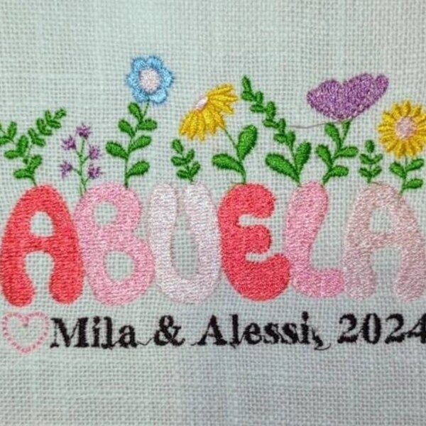 Yaya Flower Embroidery Design, Retro Mothers Day Embroidery File, 3 ...