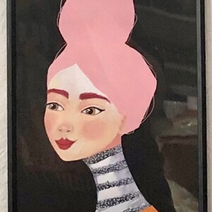 Lady With Topknot A4 Print of Original Painting Face Wall | Etsy
