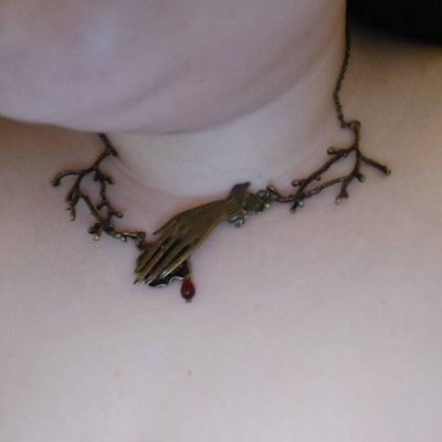 Bronze Collar Pin With Leaves and Chains, Lapel Pin Elegant Gothic ...