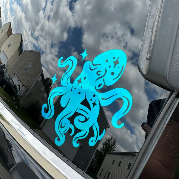 Galactic Octopus Decal Holographic Sticker Waterproof Indoor Outdoor ...