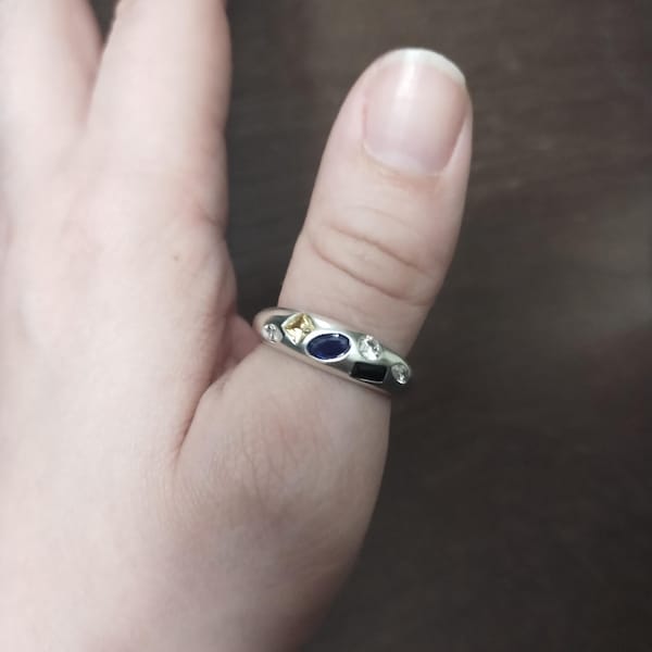 Mixed Birthstone Dome Ring by Caitlyn Minimalist • Chunky Art Deco ...