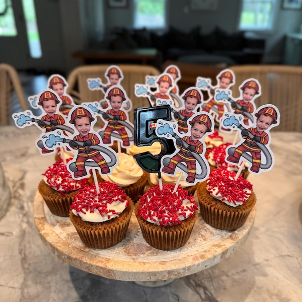 Rapper Hat Gold Chain Funny Custom Face Photo Birthday Cupcake Toppers ...