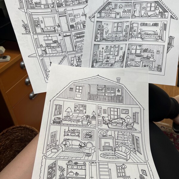 Pocket House Coloring Pages for Adults: Tiny Homes Printable (digital ...