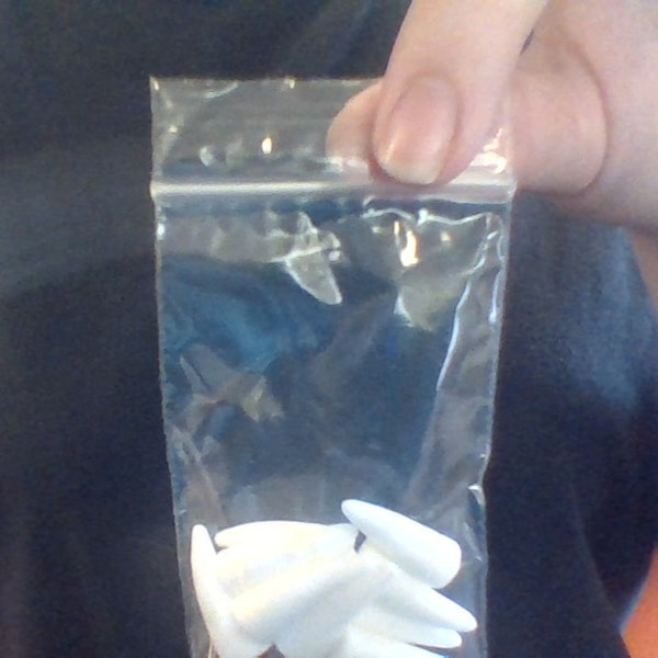 Set of Thin 1" Teeth, White or Black Resin Fangs, Animal or Lizard ...