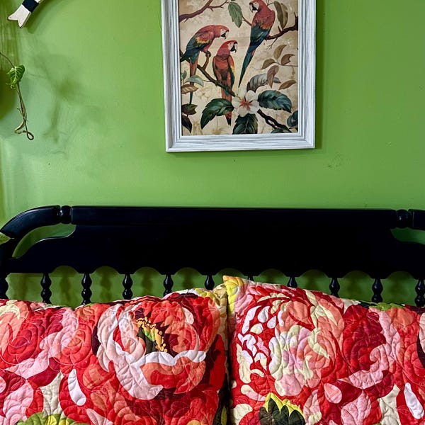 Vintage Parrot Print Botanical Parrot Painting Red Macaw Parrot Wall ...