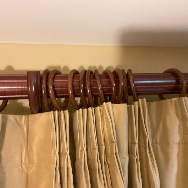 Wooden Curtain Rod Rings Set, Curtain Rings With Clips, Drapery Rod ...