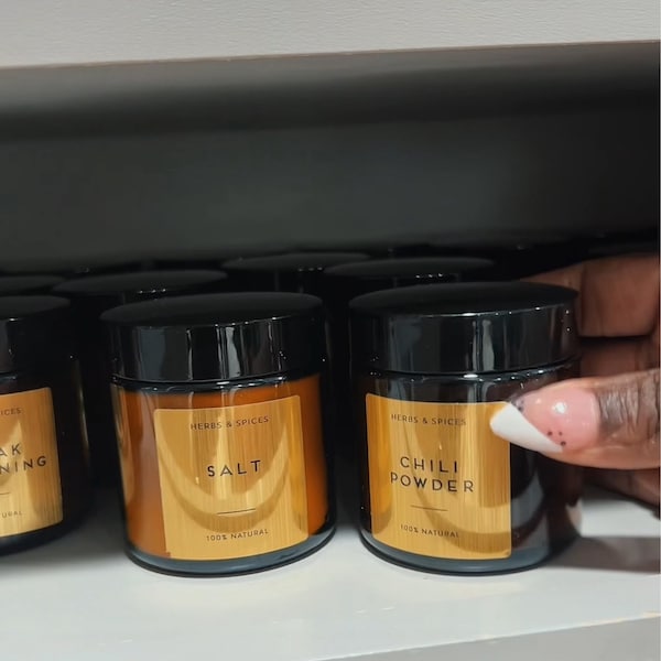 Gold Metallic Herbs and Spice Labels - Custom List - Waterproof Labels ...