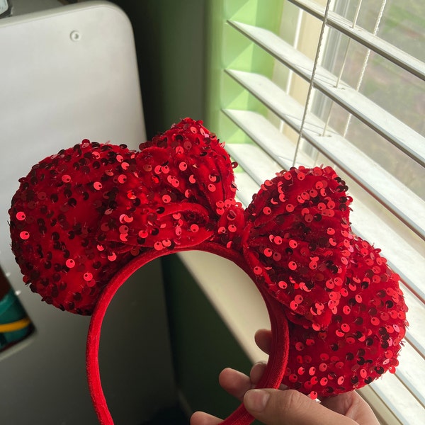Red Velvet Sequin Mouse Ears - Etsy