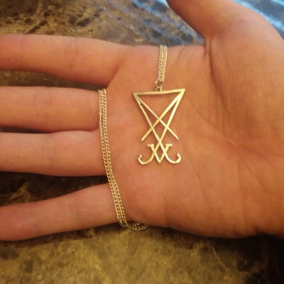 Sigil of Lucifer Silver Tone Pendant on Chain Necklace Satanic - Etsy