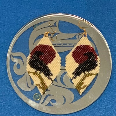 Raven Bead Earrings Pattern Pdfbrick Stitch Seed Bead Digital ...