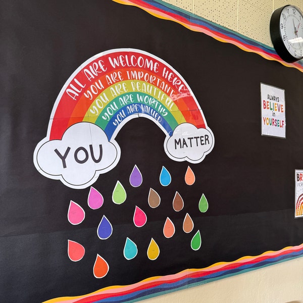All Are Welcome Rainbow Classroom Decor: Positive Affirmations ...
