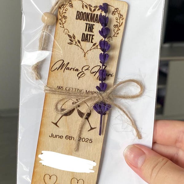 Wedding Invitation, Custom Wedding Favor ,wooden Save the Date Bookmark ...