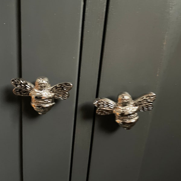 6 Silver Brass Bee Bumblebee Drawer Knob Drawer Handle Cabinet Knob Nickel Finish - Etsy