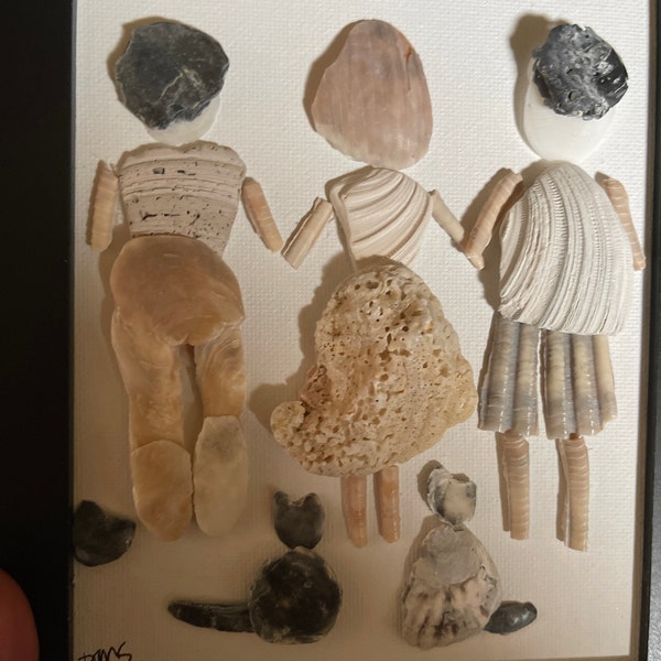 Mom, Dad and Daughter Shell People Art - Etsy