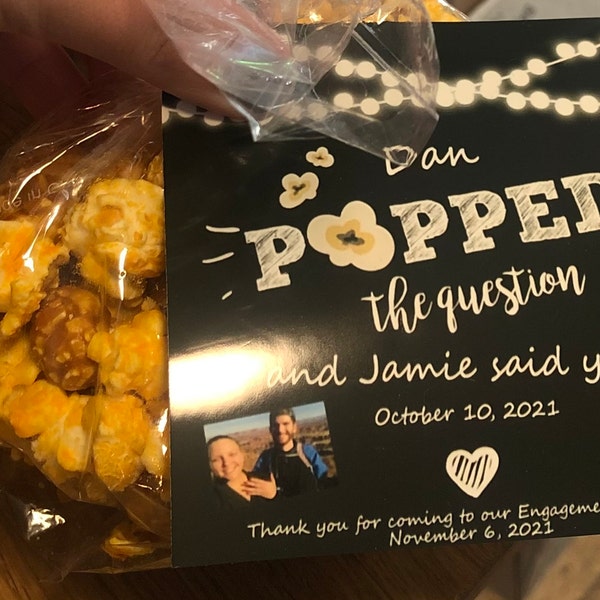Editable He Popped the Question Gift Tag Engagement Party Popcorn Favor ...