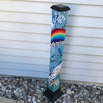 Outdoor Art Light / Whimsey Garden Pole Decoration /totem Pole/ Yard ...