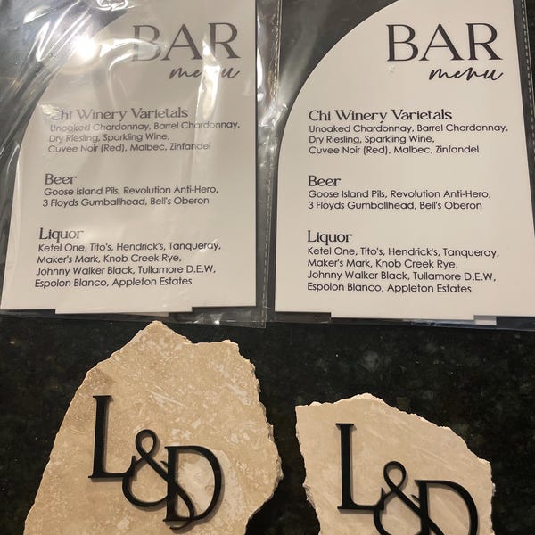 Acrylic Stone Signature Drinks Sign | Layered Menu | Wedding Menu ...