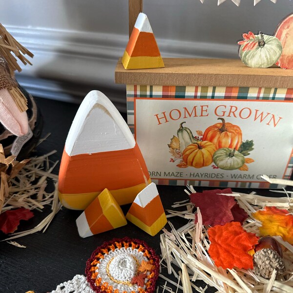 Mini Wood Candy Corn, Fall Tiered Tray Decor, Fall Shelf Sitter, Candy ...