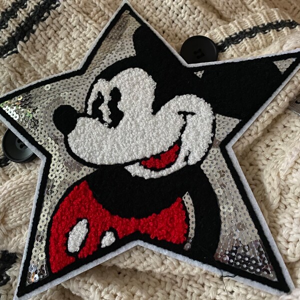 Large Sequin Mickey Mouse Star Patch, Iron-on or Sew-on - Etsy