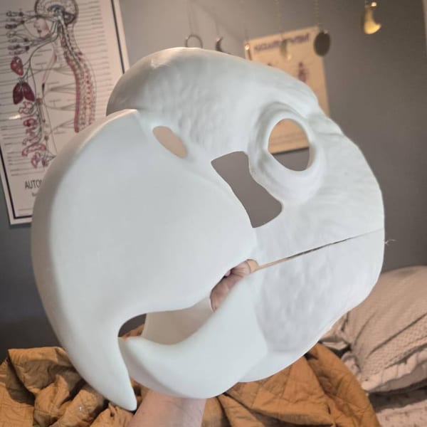 Fursuit Head Base 3D Printed With Eye Blanks, Moving Jaw - Avian Bird ...