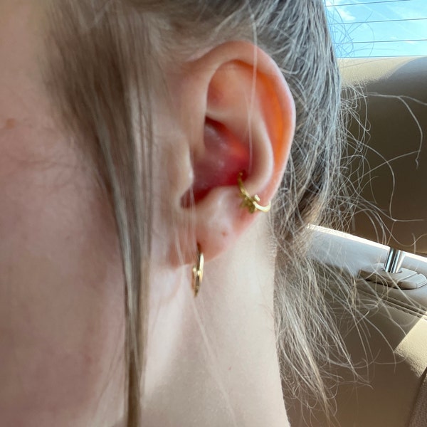 Tiny Bee Conch Hoop, Gold Conch Ring, Bee Cartilage Earring, Sterling ...