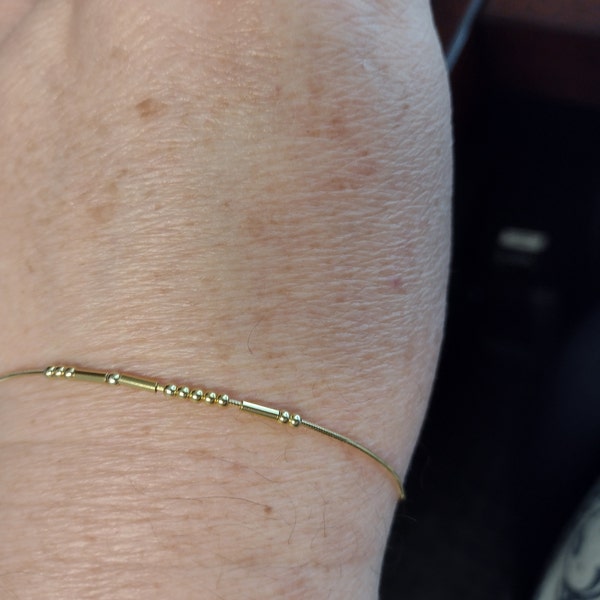14K Gold Morse Code Bracelet, I Love You Morse Code Bracelet, Couple ...