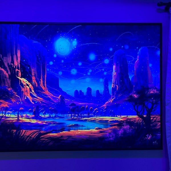 Pyramid DMT Temple Maya Inca UV Tapestry, Blacklight Reactive Wall ...