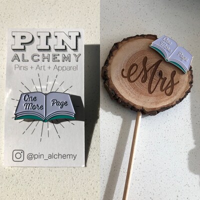 Book Enamel Pin Book Pin One More Page Lapel Pin Reading Pin Book Pins ...