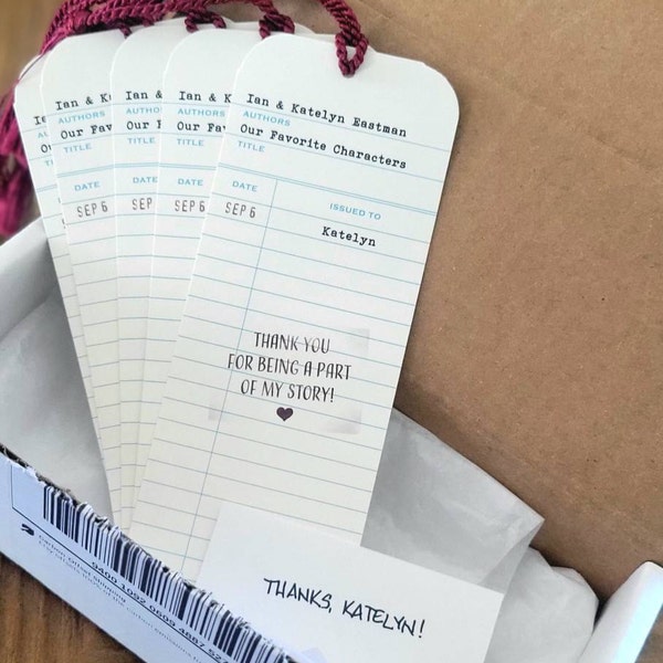 Personalized, Library Check-out Card Wedding Bookmark Place Cards - Etsy